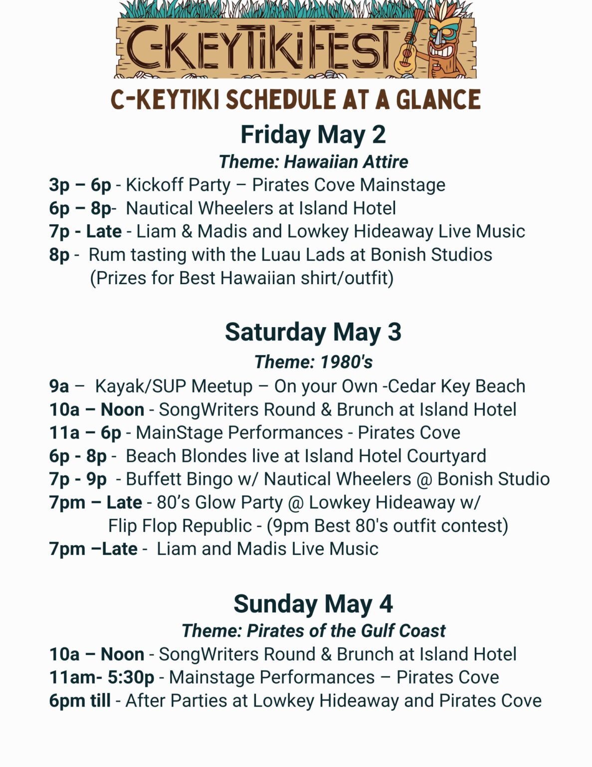 Schedule – C Key Tiki Fest